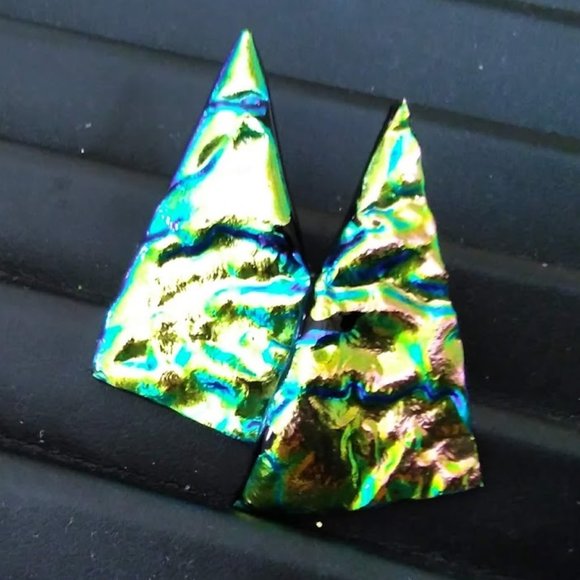 Jewelry | Green Dichroic Fused Glass Pin | Poshmark